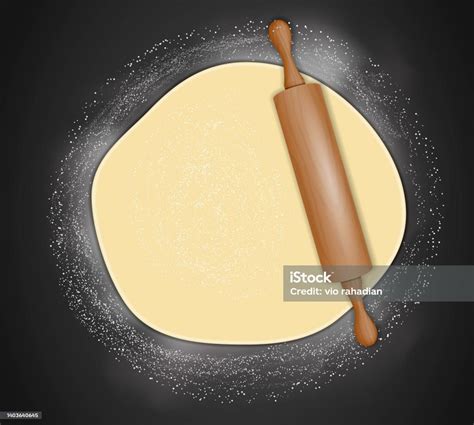 베이킹을위한 평평한 반죽을 반죽하는 현실적인 준비 패스트리 나무 롤링 핀 요리 빵집 수제 케이크 준비 베이킹 과정 반죽 주식에 대한 스톡 벡터 아트 및 기타 이미지 Istock