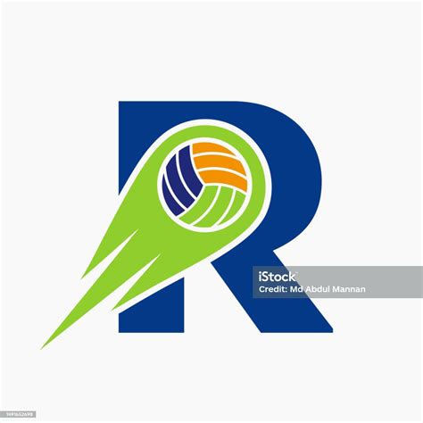 움직이는 배구 공 아이콘이 있는 문자 R 배구 개념 배구 스포츠 유형 템플릿 건강한 생활방식에 대한 스톡 벡터 아트 및 기타 이미지 건강한 생활방식 경기 스포츠 경쟁