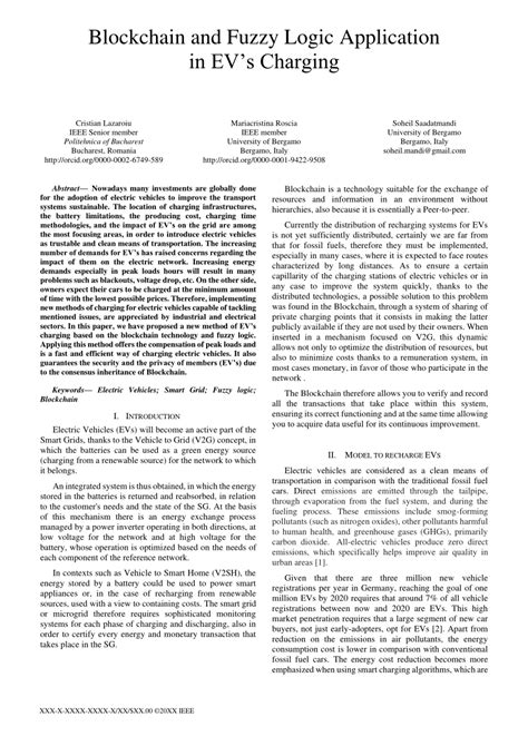 Pdf Blockchain And Fuzzy Logic Application In Evs Charging
