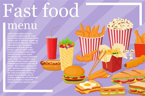 패스트 푸드 메뉴 길거리 음식과 레스토랑을위한 카드 및 포스터를 주문하십시오 벡터 일러스트레이션 감자 요리에 대한 스톡 벡터 아트 및 기타 이미지 Istock