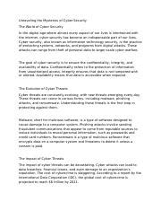 Unraveling Cyber Security Threats Impact Measures Course Hero