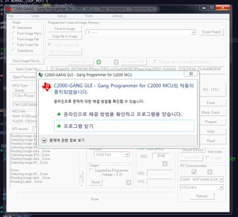 c2000 gang getting error and then aborted when loading f280049m image