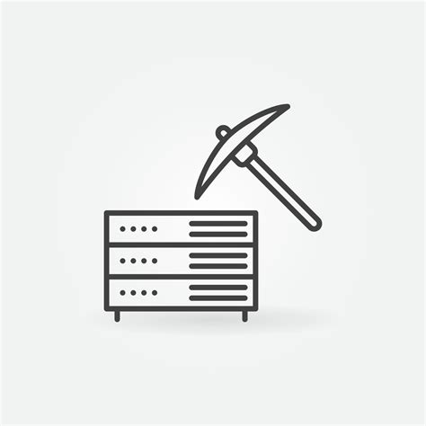 Server Rack With Pickaxe Vector Outline Data Mining Icon 14761734