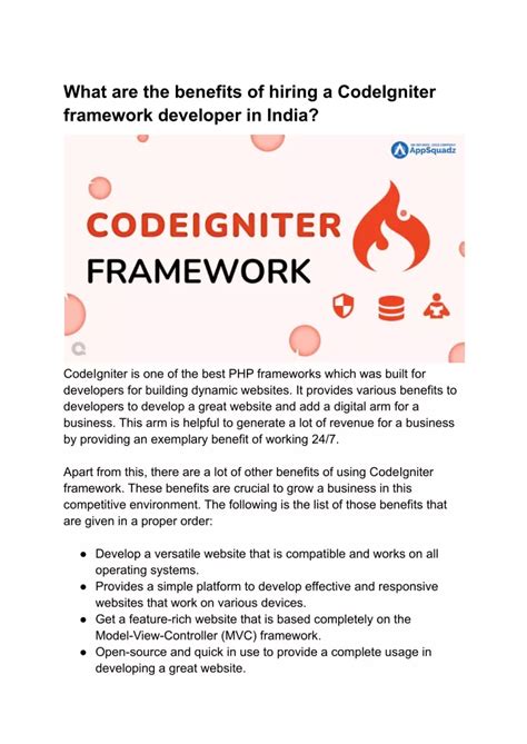 ppt what are the benefits of hiring a codeigniter framework developer in india powerpoint
