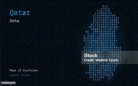 Qatar Map Shown In Binary Code Pattern Tsmc Blue Matrix Numbers Zero