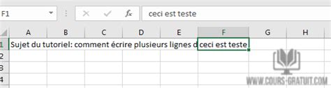 Comment écrire plusieurs lignes dans une cellule sur Excel Tutoriel Excel