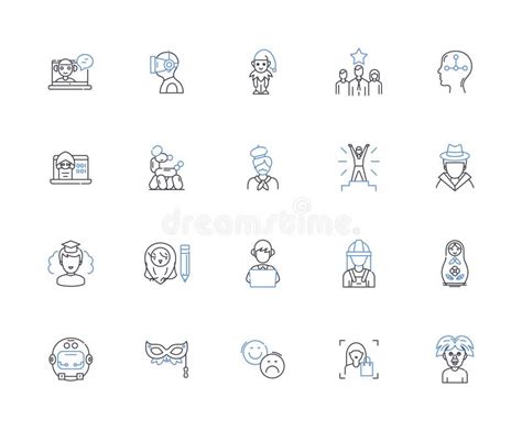 Labor Management Line Icons Collection Efficiency Productivity