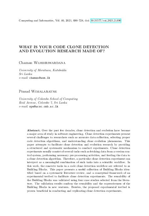 What Is Your Code Clone Detection And Evolution Research Made Of