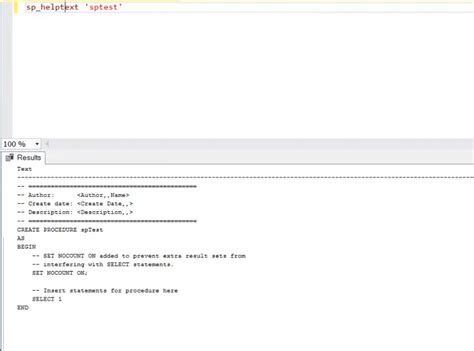 Sql Server Shortcut To Display The Stored Procedure Code