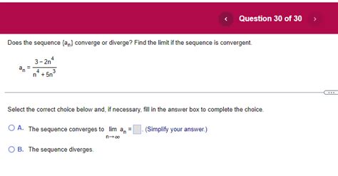 solved does the sequence {an} converge or diverge find the