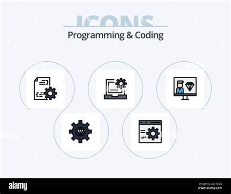Programming And Coding Line Filled Icon Pack 5 Icon Design Develop Browser Flowchart Website