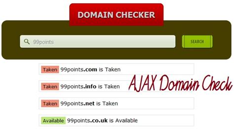 Ajax Domain Checker Application With JQuery And PHP Points