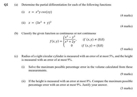 Solved Q A Determine The Partial Differentiation For Each Chegg Com