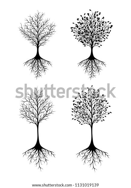 Set Abstract Tree Roots Stock Vector Royalty Free Shutterstock