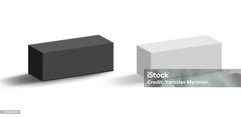 흰색과 검은 색 직사각형 상자 3d 제품 템플릿 디자인을 위한 빈 닫힌 포장 흰색 배경에 격리된 이미지 직사각형에 대한 스톡 벡터 아트 및 기타 이미지 Istock
