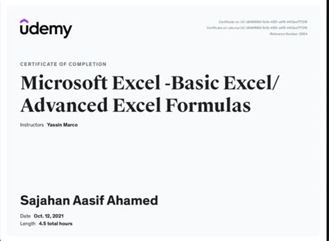 Microsoftexcel Excelskills Dataanalysis Continuouslearning Udemy Sajahan Aasif Ahamed