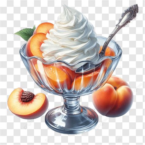 맛있는 복숭아 아이스크림 한 스쿱 맛있는 복숭아 아이스크림 한 스쿱 휘핑 크림과 신선한 복숭아 조각으로 강화 여름 디저트로 딱이다 Png 일러스트 및 이미지 에 대한
