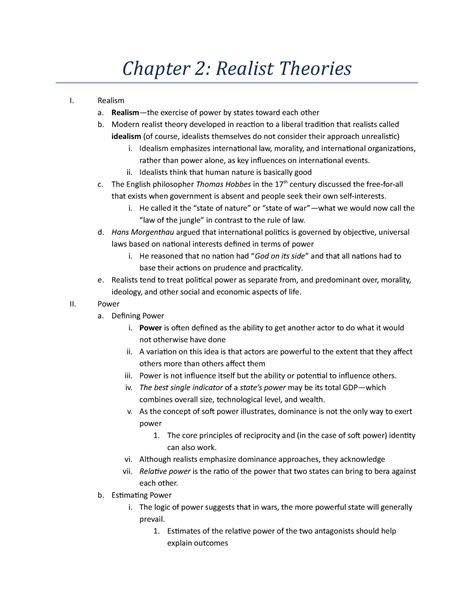 Goldstein Chapter 2 Lecture Notes 1 Chapter 2 Realist Theories I
