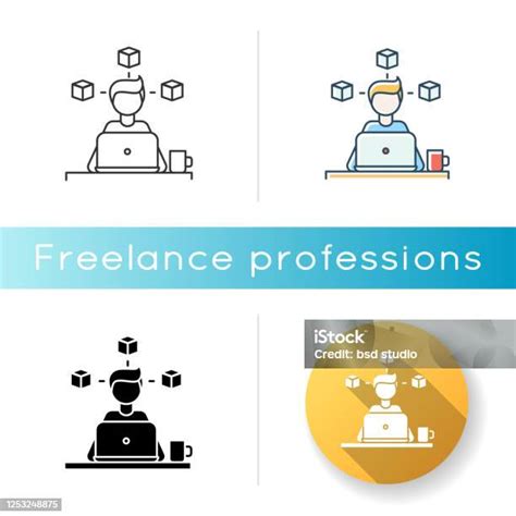 3d 및 Cad 아티스트 아이콘 원격 그래픽 디자이너 일러스트레이터 크리에이티브 아티스트 3d 모델링 프로토타이핑 아트 디자인 리니어 블랙 및 Rgb 색상 스타일 격리된