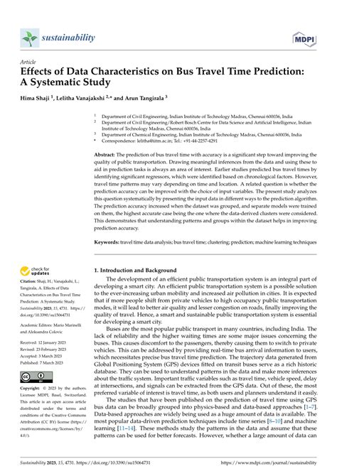 Pdf Effects Of Data Characteristics On Bus Travel Time Prediction A