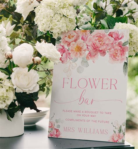 Piper Floral White Printable Flower Bar Sign And Tag Template Black