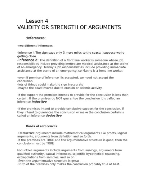 lesson4 validity or strength of arguments pdf