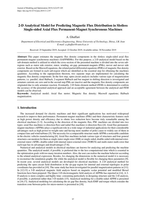 Pdf 2 D Analytical Model For Predicting Magnetic Flux Distribution In Slotless Single Sided