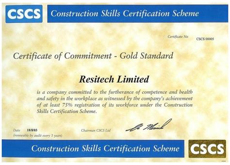 Examples Of Best Certificate CSCS Certification
