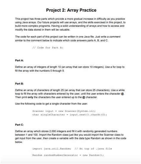 Solved Project 2 Array Practice This Project Has Three