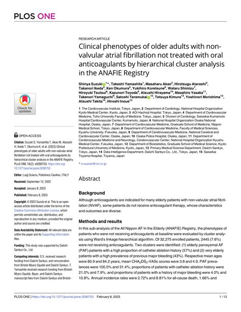 Pdf Clinical Phenotypes Of Older Adults With Non Valvular Atrial Fibrillation Not Treated With