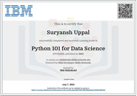 suryansh uppal on linkedin datascience python ibm learning certification achievement
