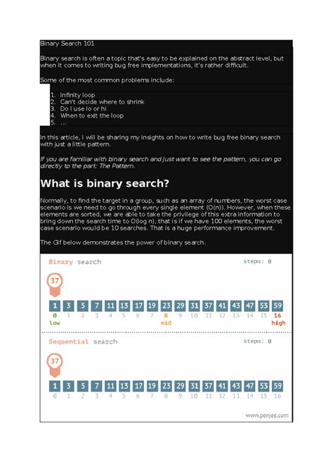 Binary Search Notes Summary Data Structures And Algorithms Binary