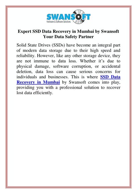 Ppt Expert Ssd Data Recovery In Mumbai By Swansoft Your Data Safety