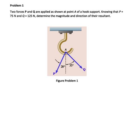 Solved Problem 1 Two Forces P And Q Are Applied As Shown At Point A Of A Hook Support Knowing