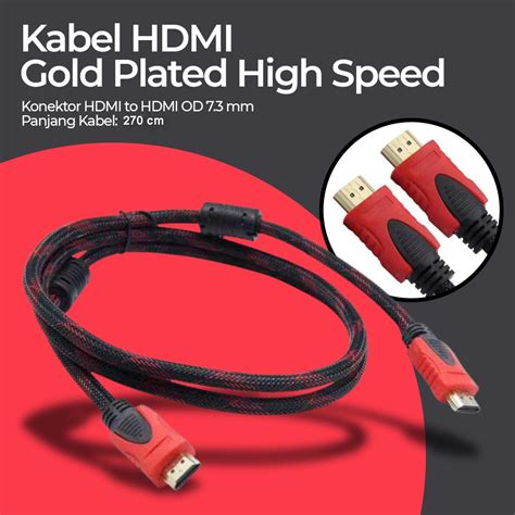 Jual Kabel HDMI Monitor Proyektor Layar Laptop Gold Plated High Speed OD7 3mm 1080P 270 Cm