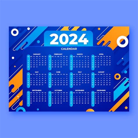 Free Vector Gradient 2024 Calendar Template