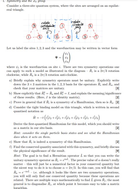 1 symmetry and the 23 group consider a three site