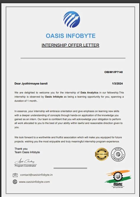 Jyothirmayee Bandi On Linkedin Data Internship Oasisinfobyte