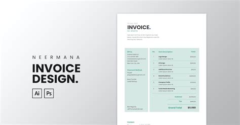 Шаблон счета фактуры V 16 Шаблоны для печати Включая выставленный счет и генератор Envato