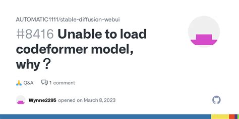 Unable To Load Codeformer Model，why？ · Automatic1111 Stable Diffusion