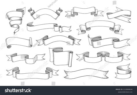 Vintage Ribbon Hand Drawn Retro Scroll Stock Vector Royalty Free
