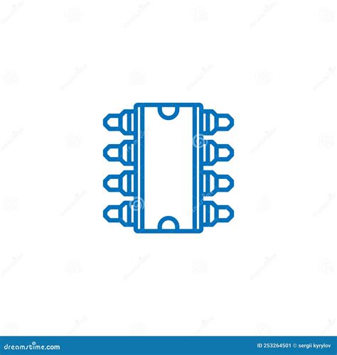 Microchip Flat Vector Icon Simple Blue Symbol On White Background Stock Vector Illustration