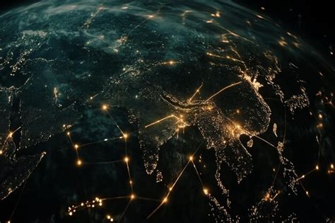 Futuristic Data Network Visualization Premium Ai Generated Image