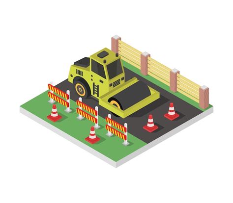 아스팔트 도로 아이소메트릭 프리미엄 벡터