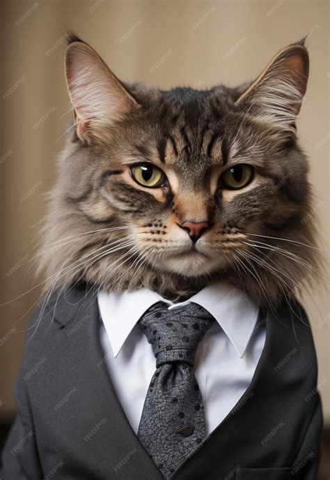 Un Gato Bonito Posando En La Cámara Un Gato Elegante En Un Traje Un