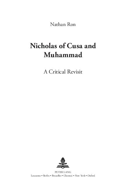 Pdf Nicholas Of Cusa And Muhammad A Critical Revisit