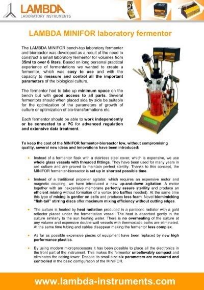 Lambda Minifor Bench Top Laboratory Fermenter Bioreactor