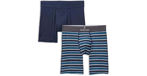 Tommy John Underwear Dress Blues Globe Stripe Boxer Brief 2 Pack