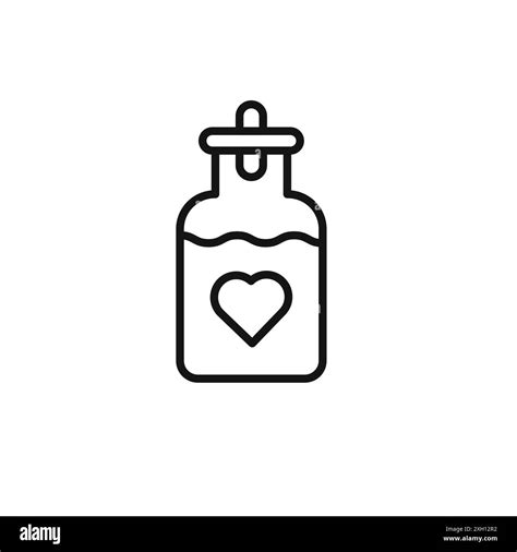 Love Elixir Icon Logo Sign Vector Outline In Black And White Color