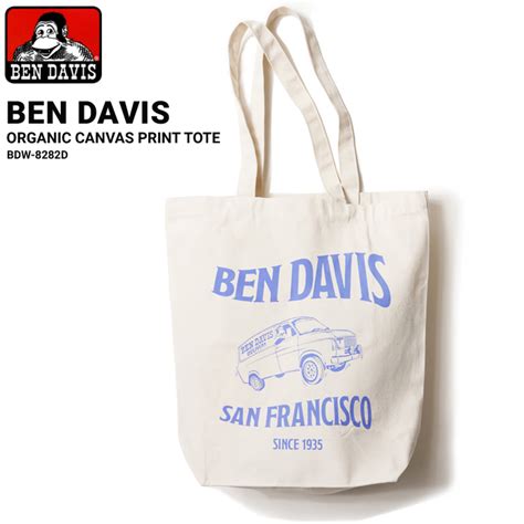 BEN DAVIS ベンデイビス キャンバス トートバッグ ORGANIC CANVAS PRINT TOTE BAG 鞄 エコバッグ BDW
